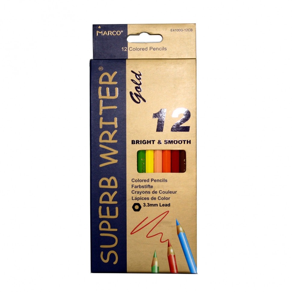 Олівці 12кольорів "Superb writer Gold" Marco E4100G-12СВ (6951572919365 ...